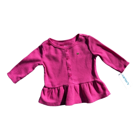 Carter's | Shirts & Tops | Carters Girls 6m Pink W Gold Heart Long John ...